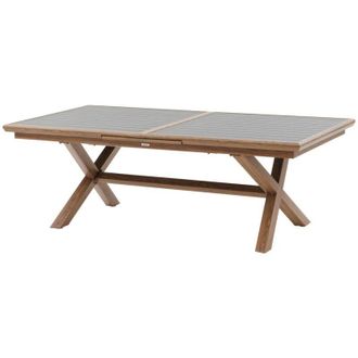 Hesperide Hesperide - Table de jardin extensible 10 places en aluminium - Plateau &agrave; rallonge automatique 59cm - Design moderne effet bois - Pieds r&eacute;glables