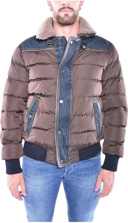 Moorer Homme, Vestes, Brun, Taille: M Bomber Hybride Matelassé en Denim