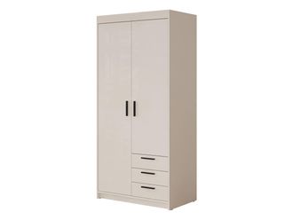 Mirjan24 Kleiderschrank Elena 2D3S mit 3 Schubladen, Dreht&uuml;renschrank mit Kleiderstange und 5 Einlegeb&ouml;den, Schrank f&uuml;r Schlafzimmer oder Flur (Beige, Ohne Sch