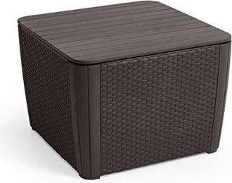 Keter Allibert by Keter Gartentisch Luzon Plus flat wicker, graphit, Deckel abnehmbar, mit Stauraum, Kunststoff, flache Rattanoptik, wetterfest