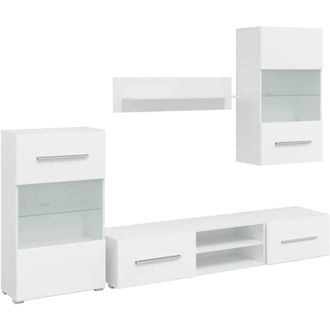 vidaXL Vidaxl - 5-tlg. Wohnwand mit LED-Beleuchtung Mattwei&szlig; Holzwerkstoff