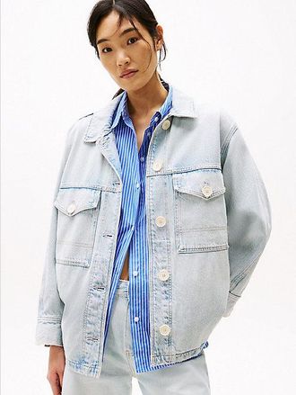 Tommy Hilfiger Veste utilitaire oversize en denim délavé