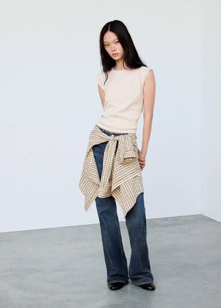 Mango T-shirt d&eacute;tail boutons sable - Femme - XS - MANGO