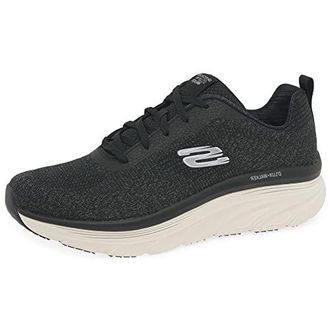 Skechers Femme DLux Walker Daily Beauty Basket, Black Knit/White Trim, 38.5 EU