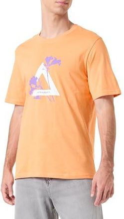 Jack & Jones Jcofloral Triangle Tee SS Crew Neck FST T-Shirt, Tangerine, M Homme