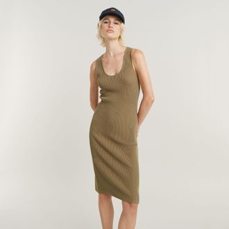 G-Star Bodycon Ribbed Knitted Tank Kleid - Braun - Damen