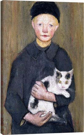 Posterlounge Knabe mit Katze Leinwandbild von Paula Modersohn-Becker 20 x 30 cm Wandbilder Wanddeko