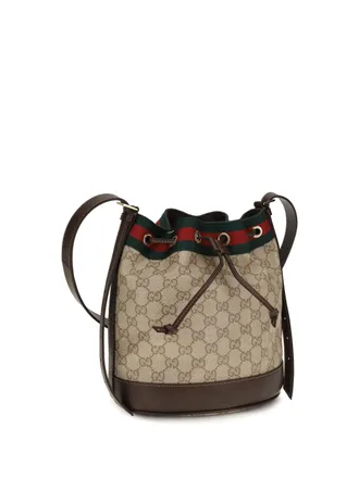 Gucci Womens Venice Mini Bucket Bag Vin.san.br-Dk.br-Vrv Cotton; Linen; Polyurethane Handbags Vin.san.br/dk.br/vrv Hand