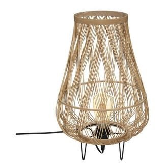 Atmosphera Atmosphera - Lampe tr&eacute;pied &agrave; poser en bambou Daria - Beige - h 44 x d 28 cm - Livraison gratuite