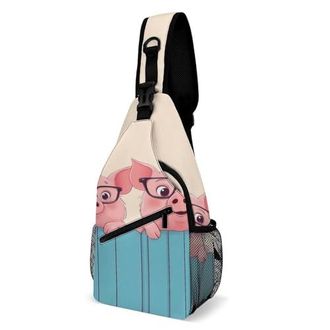 Generic Sacoche Tactique Deux cochons rigolos Durable Sac Bandouli&egrave;re L&eacute;ger Sac &agrave; Dos Militaire pour Cyclisme Femme &eacute;cole