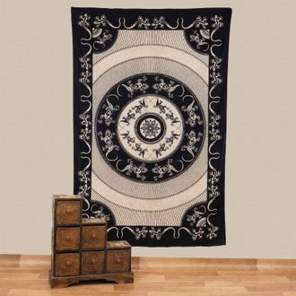 Kunst und Magie Tagesdecke Wandbehang Tuch Gecko Mandala ca. 200 x 135 cm