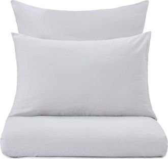 Urbanara Flanell-Bettwäsche Montrose - 100% Reine Baumwolle, Hellgrau - 2-teiliges Bettwäsche-Set - 2X Kissenbezug 80x80 cm, Flanellbettwäsche