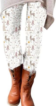 Generic Legging pour femme avec imprim&eacute; de No&euml;l et couche de base &eacute;l&eacute;gante parfaite pour un usage quotidien, beige, M