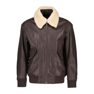 HUGO BOSS Jopeak Leather Jacket - Homme - Vestes - Brun - Taille: 2XL
