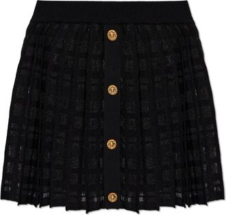 Balmain Femme, Jupes, Noir, Taille: 34 FR Mini-jupe pliss&eacute;e en maille &agrave; carreaux
