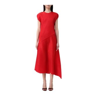 Meimeij Femme, Robes, Rouge, Taille: 42 FR Robe Midi Rouge &Eacute;l&eacute;gante