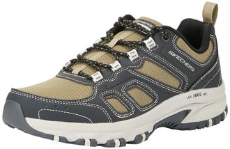 Skechers Herren Hillcrest Pure Escape Trekking Low Cut, Anthrazitfarbenes Synthetik-Textil-Olivgrün, 39 EU