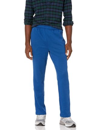 Amazon Essentials Herren Fleece-Jogginghose mit offenem Saum (erhältlich in Übergrößen), Blau, XXL
