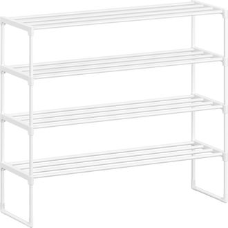 Songmics Schuhregal 4 Ebenen, Schuhst&auml;nder Metall, Schuhaufbewahrung, Schuh-Organizer, aufrecht oder umgedreht, f&uuml;r 20-25 Paar Schuhe, stapelbar, Flur, 30 x 92