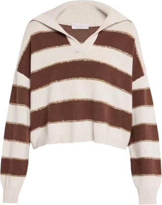 Brunello Cucinelli Femme, Pulls, Multicolore, Taille: 38 FR Maille col V