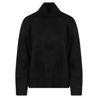Max Mara Danza Polokragen-Pullover aus geb&uuml;rsteter Wolle - - Knitwear - Damen - Schwarzk - S