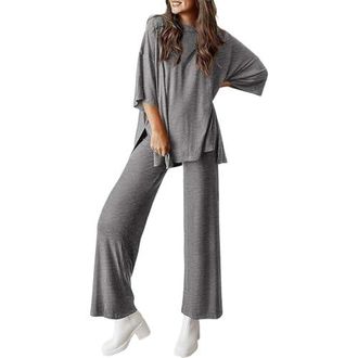Generic Surv&ecirc;tement complet de No&euml;l pour femme - Chemise boutonn&eacute;e &agrave; manches longues et pantalon - Ensemble de v&ecirc;tements de nuit 2 pi&egrave;ces en satin - Tenue de 