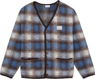 Maison Labiche Cardigan Barroux &agrave; carreaux en laine m&eacute;lang&eacute;e