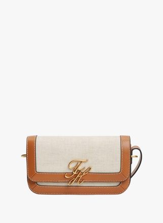 Tommy Hilfiger Sac &agrave; main &agrave; logo dor&eacute; en coton et cuir