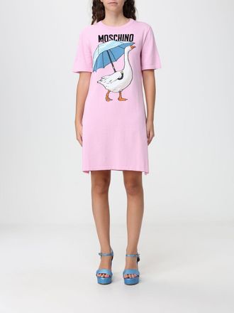 Moschino Mini-robe T-shirt en coton rose avec logo graphique