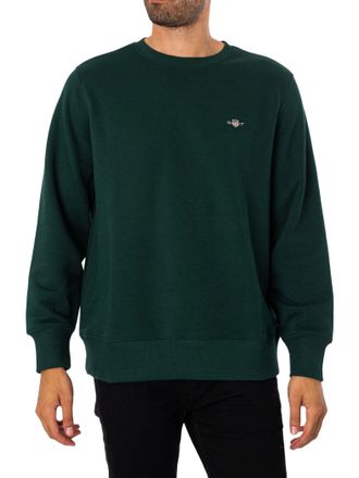 GANT Herren REG Shield C-Neck Sweat Sweatshirt, Tartan Green, XXXL