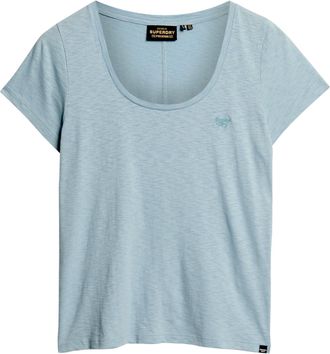 Superdry Damen Scoop Neck Tee C4-Basic Nicht bedrucktes T-Shirt (W), blau, 38