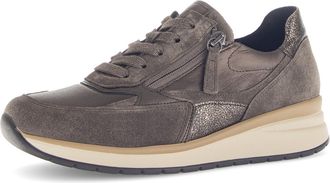Gabor Damen Low-Top Sneaker, Frauen Sneaker,Leder-Sohle,Cherry,Merlot,Sport-Dynamic,g-Weite,glatt-Leder,silbrt,Bronce/smog/Mohair,38.5 EU / 5.5 UK