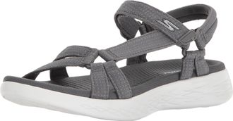 Skechers Damen Kn&ouml;chelriemchen Sandalen, Stoff, Netzstoff, Charcoal Textile Trim, 37 EU