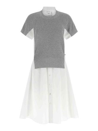 sacai Knielanges Kleid - Wei&szlig;