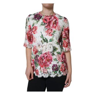 Dolce & Gabbana Femme, Blouses et Chemises, Multicolore, Taille: 36 FR Haut en dentelle florale