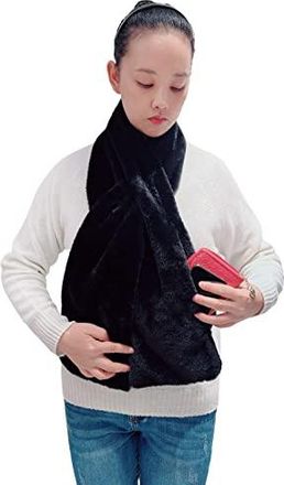 Lina & Lily Écharpe à Poche Zippée Cachée en Fausse Fourrure pour Femme Hiver (Noir)