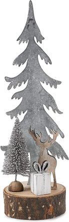 Baden dekoratives winterliches Deko-Ensemble Tanne als Silhouette mit Hirsch Baum Geschenk Silber-grau