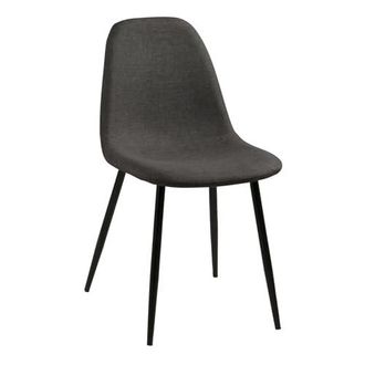 AC Design Furniture Linea Esszimmerstühle 4er Set, B: 44,5 x T:56 x H: 84 cm, Dunkelgrau/Schwarz, Stoff/Metall, 4 Stk