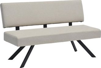 Byliving Sitzbank Toronto, Bezug in Taupe, Gestell in schwarz, mit R&uuml;ckenlehne und hohem Sitzkomfort, Esszimmerbank, K&uuml;chenbank, Ma&szlig;e: B 138, H 83, T 60 cm