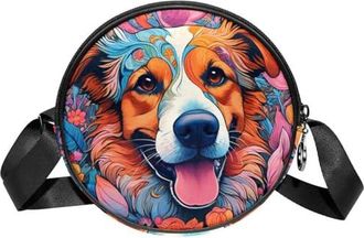 Generic Sac &agrave; bandouli&egrave;re rond pour femme, petit sac &agrave; bandouli&egrave;re color&eacute; avec fermeture &eacute;clair, bretelles r&eacute;glables, sac &agrave; main rond d&eacute;contract&eacute; pour femmes 
