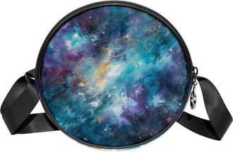 Generic Sac &agrave; bandouli&egrave;re rond pour femme, motif ciel &eacute;toil&eacute;, petit sac &agrave; bandouli&egrave;re avec fermeture &eacute;clair, bretelles r&eacute;glables, sac &agrave; main rond d&eacute;contract&eacute; 