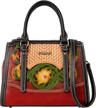 Zerimar Sac en cuir pour femme Gravure exclusive - Cuir de qualité avec une touche sophistiquée et raffinée -23x25x10-Rouge