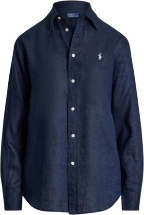 Ralph Lauren Femme, Blouses et Chemises, Bleu, Taille: 38 FR Chemise en lin coupe classique