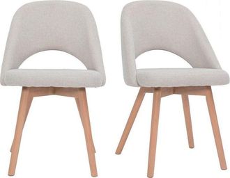Miliboo Miliboo - Chaises scandinaves en tissu effet velours texturé beige et bois clair (lot de 2) cosette