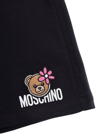 Moschino Logo-Print Cotton Shorts - Black