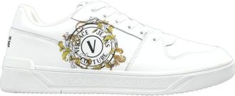 Versace Jeans Couture Homme, Chaussures, Blanc, Taille: 43 EU Baskets &agrave; Imprim&eacute; Logo en Cuir Mixte