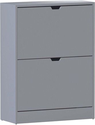 Home Discount Meuble à chaussures 2 tiroirs pour entrée, armoire de rangement pratique FSC 100% H 80 x L 60 x P 24 cm, Gris