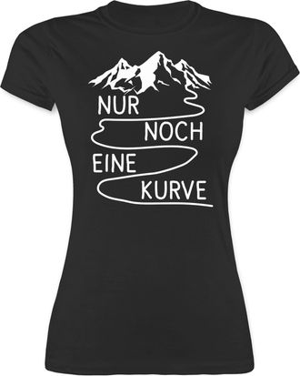 Shirtracer Shirt Damen - Wandern - Nur noch eine Kurve - S - Schwarz - Wander Tshirt Wander-t-Shirt Wanderer Berg Funshirts f&uuml;r Frauen wanderbekleidung spr&uuml;che W