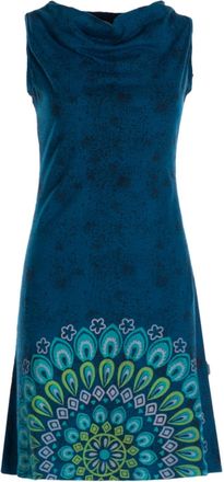 vishes &auml;rmelloses Damen-Kleid mit Mandala in T&uuml;rkis I Gr&ouml;&szlig;e 3XL (46) I Handgefertigt aus 100% Baumwolle I T-Shirt Kleid I Ideal f&uuml;r Fr&uuml;hjahr & Sommer I Nachh