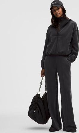 lululemon Brushed Softstreme Pintuck High-Rise Wide-Leg Pant Regular pour Femmes - Noir - Taille 2XS